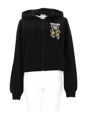 Moschino Graphic Teddy Bear Zip-up Hoodie - Black
