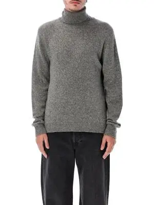 ROBERTO COLLINA Textured Knit Turtleneck Sweater - Dk Grey