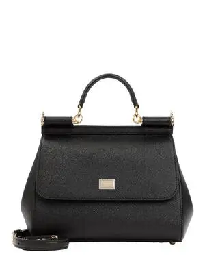 Dolce & Gabbana Saffiano Leather Sicily Mini Handbag - Black