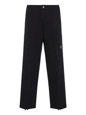Stone Island Regular & Straight-leg Cotton Trousers - Black