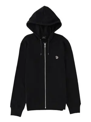 Paul Smith Organic Cotton Zip-up Sweatshirt With Embroidered Logo - Black