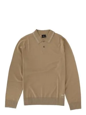 Paul Smith Merino Wool Long Sleeve Knit Polo Sweater - Brown