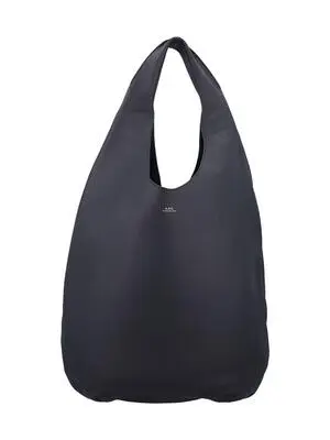 A.p.c. Structured Leather Handbag With Embossed Logo - Nero
