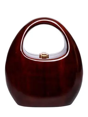 Rocio Viola Sculptural Wooden Handbag - Dark Brown