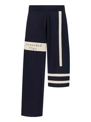 GROUNDED FLAIR Asymmetrical Organic Cotton Wide-leg Trousers - Blue