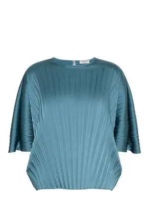 Max Mara Pleated Satin Blouse - Blue Azure