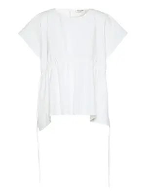 Max Mara Max Mara Cotton Poplin Blouse With Drawstring Detail White
