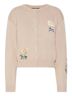 Max Mara Inlay-detail Cotton Yarn Cardigan - Sand
