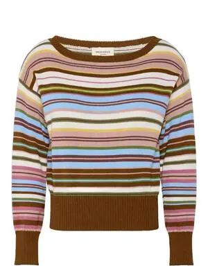 Max Mara Cotton Striped Boat Neck Sweater - Multicolour