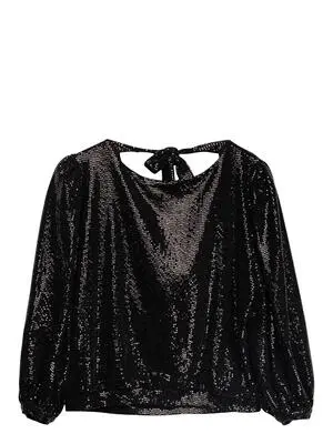 Dolores Promesas Sequined Top With Draped Back - Black