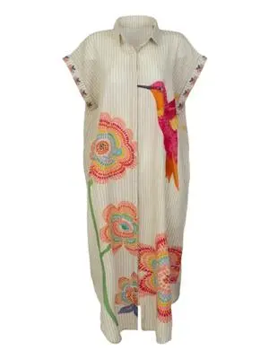 Saachi Humming Bird Printed Kaftan - Brown