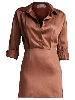 ALINA CERNATESCU Nicosia A-line Shirt Dress - Brown