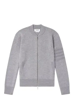 Thom Browne 4-bar" Striped Zip-up Cardigan - Gray