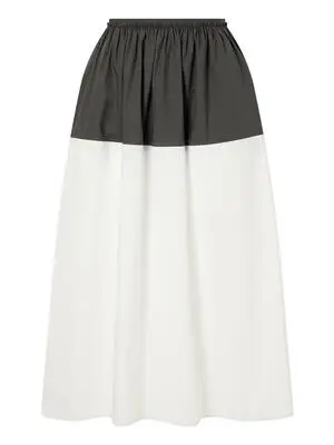 Proenza Schouler White Label Two-tone Cotton Poplin Midi Skirt - White