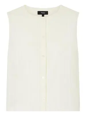 THEORY Theory Striped Cotton-Voile Tank