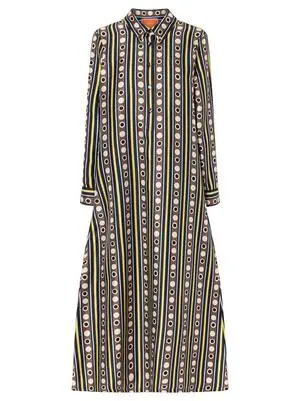 La DoubleJ Printed Silk-twill Maxi Shirt Dress - Brown