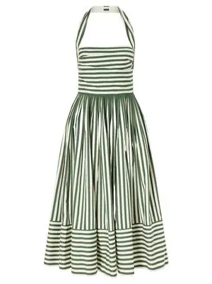 Carolina Herrera Striped Cotton-blend Midi Dress - Green