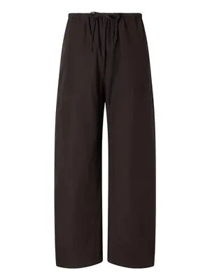 LESET Kyoto Cotton-poplin Wide-leg Pants - Brown