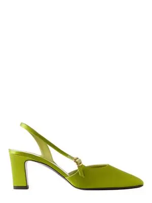 HERBERT LEVINE Ask Around Satin Slingback Pumps - Green