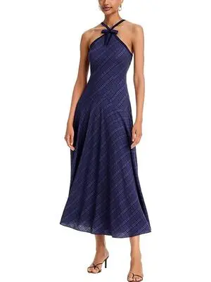 Aqua Plaid Halter Dress Exclusive - Blue Multi