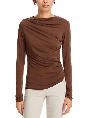 WAYF Lizette Long Sleeve Top - Chocolate