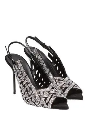 Balmain Braided High Heel Sandals - Silver