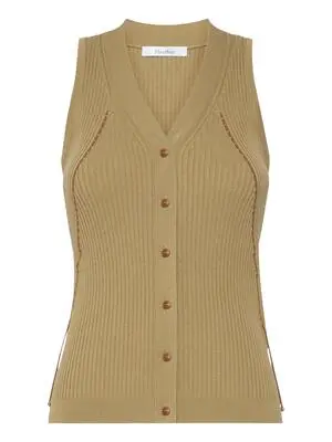 Max Mara Knitted Contrast-trim Waistcoat - Brown