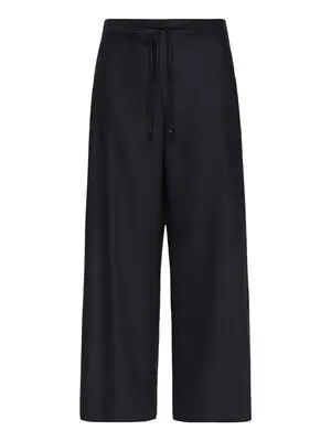 Max Mara Wool-blend Drawstring Trousers - Navy