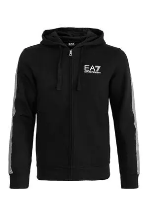 Emporio Armani Armani Ea7 Series Velvet Hooded Cardigan - Black