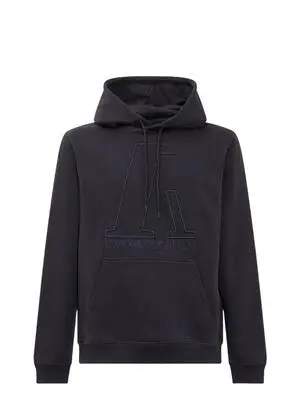 Emporio Armani Hooded Sweater With Logo Embroidery - Black