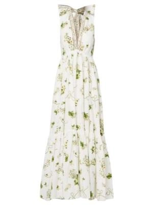 Camilla Embellished Cotton Maxi Dress - White