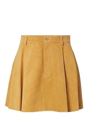 Polo Ralph Lauren High-rise Pleated Suede Skirt - Yellow