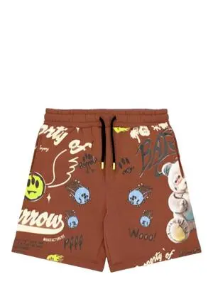 BARROW Printed Drawstring Shorts - Brown