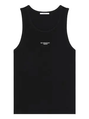 Givenchy Tank Top In Cotton With Paris Print - Black