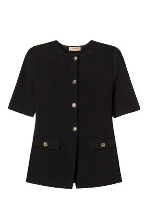TWINSET Button-up Cardigan With Short Sleeves - Black