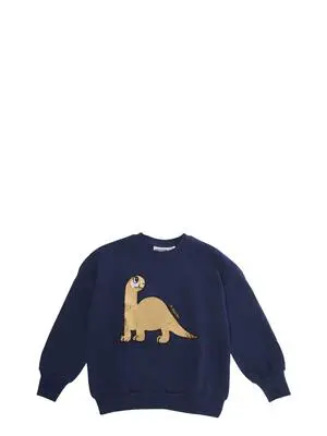 MINI RODINI Dino Printed Crewneck Sweatshirt - Blue