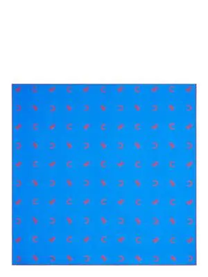 Celine Silk Twill Square Scarf - Blue/red