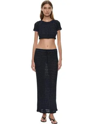 Christopher Esber Verano Stripe Knit Maxi Skirt - Black