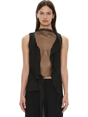 Christopher Esber Kacere Draped Sheer Viscose Top - Black