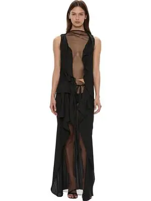Christopher Esber Kacere Towel Drape Column Skirt - Black