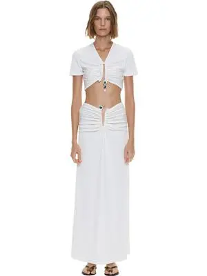 Christopher Esber Droplet Crystal Clasp Skirt - White