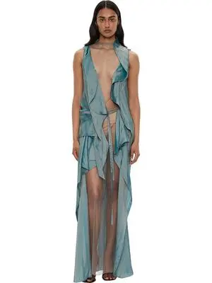 Christopher Esber Kacere Towel Drape Column Skirt - Green