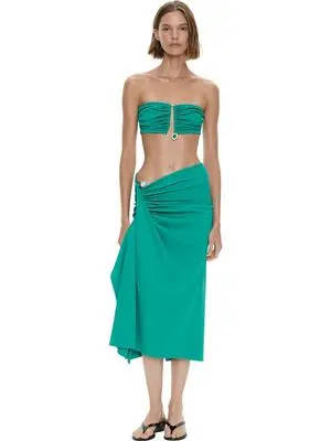 Christopher Esber Droplet Crystal Clasp Cascade Skirt - Green