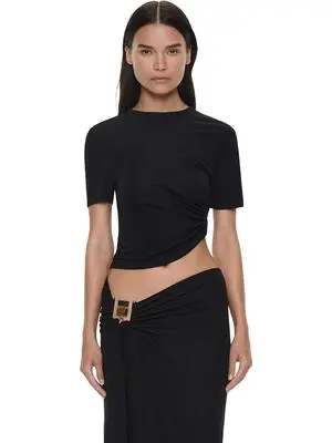Christopher Esber Bezel Quartz Ruched Tee - Black