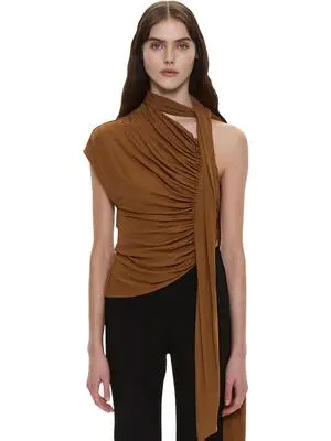 Christopher Esber Vienna Jersey Scarf Top - Brown