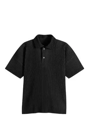 Issey Miyake Homme Plissé Monthly Colors June Pleated Polo Shirt - Black