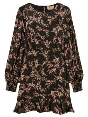 TWINSET Short Floral-print Satin-crepe Dress