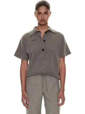 Christopher Esber CHRISTOPHER ESBER Cashmere Knit Polo Grey