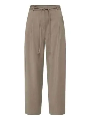 ST. AGNI Mid-rise Tapered Leg Trousers With Drawstring Waist - Light Brown