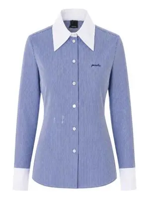 Pinko Long Sleeve Shirt With Classic Collar - Blue